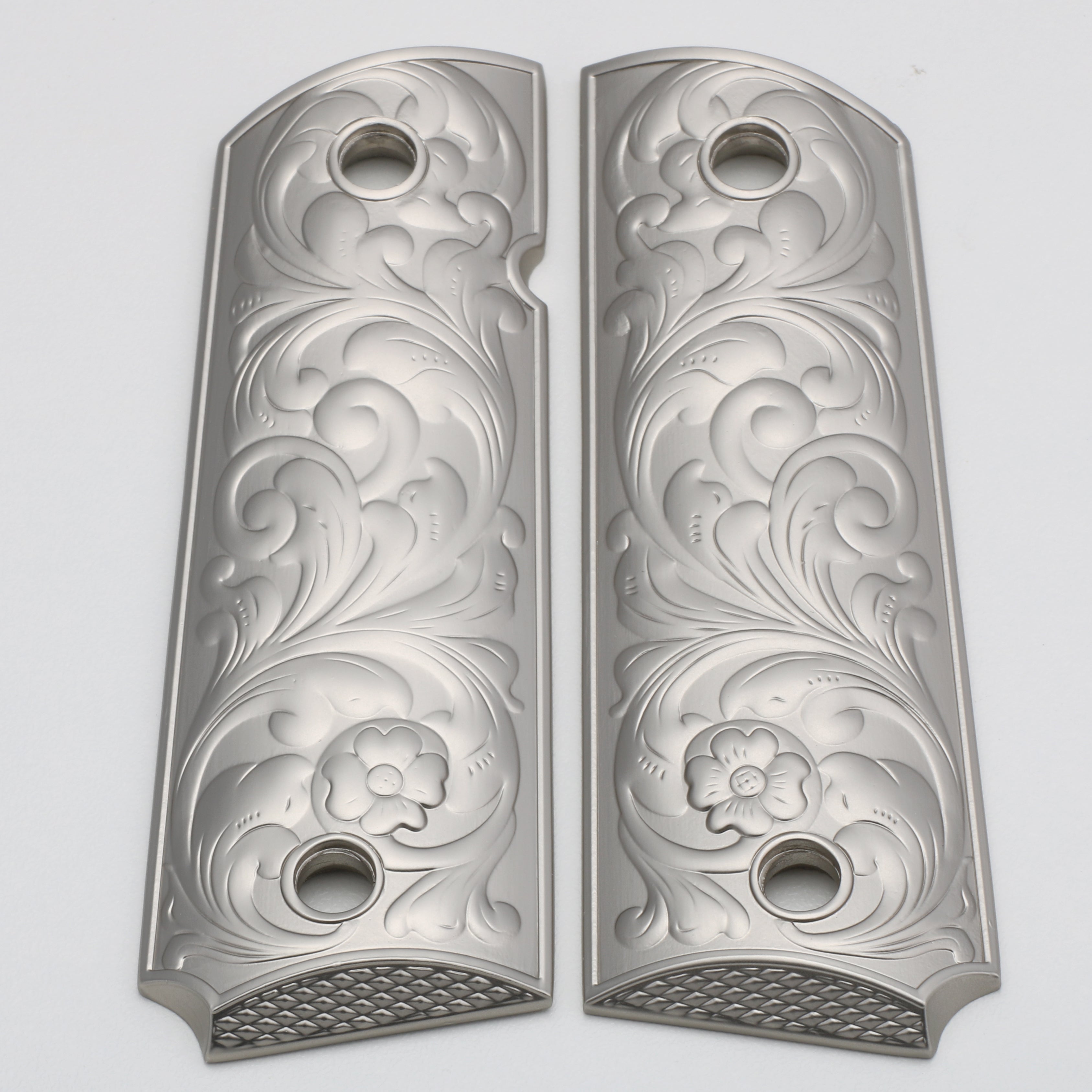 1911 Scroll GRIPS Full Size Brushed Nickel With Screws #T-T250 – Cander ...