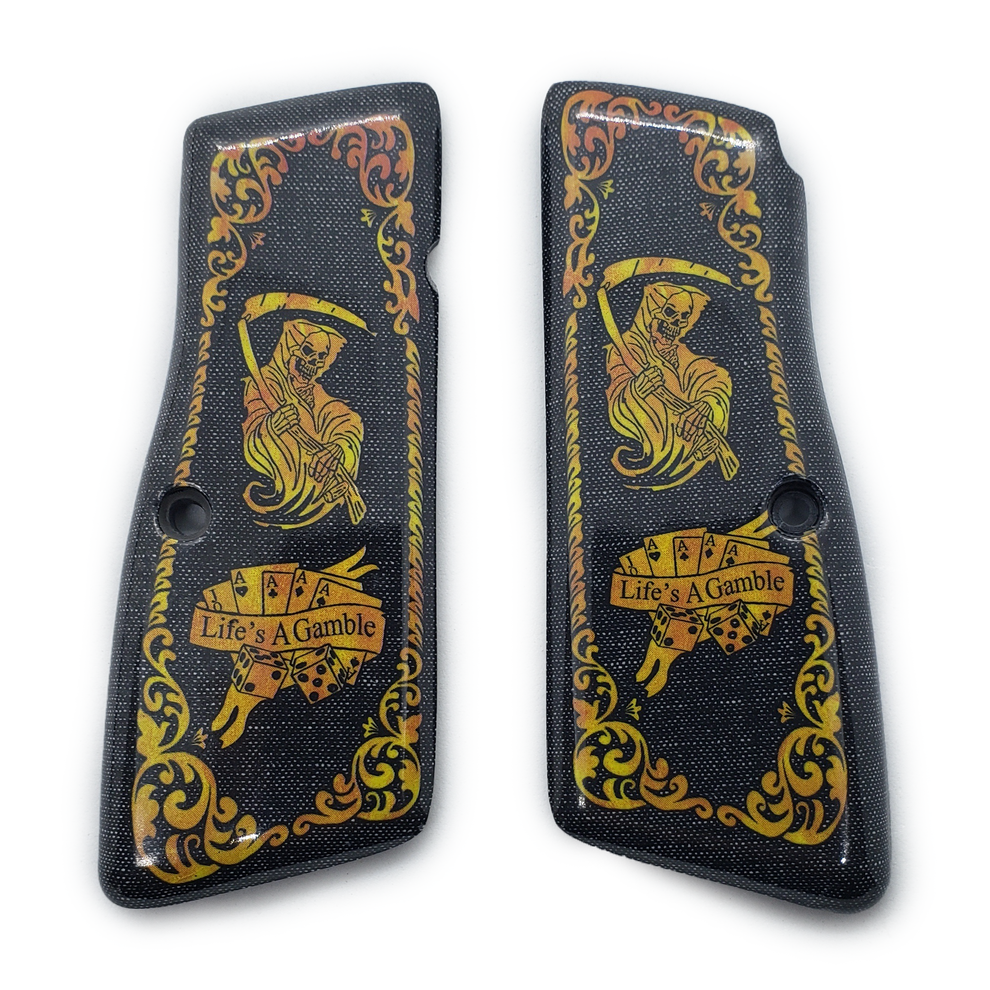 Browning Hi-Power Art Grips Grim Reaper Gold [B04] – Cander Trade LLC