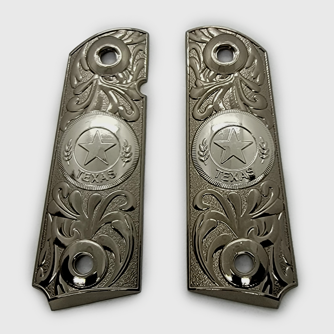 1911 Metal grips Black / Nickel / Gold Texas Star Scrollwork Ambi Safe ...