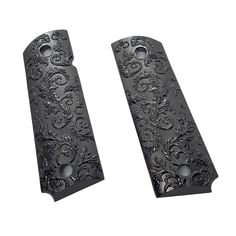 1911 GRIPS FULL SIZE - Metal - Scroll Design W Ambi Safety Black #T-SC ...